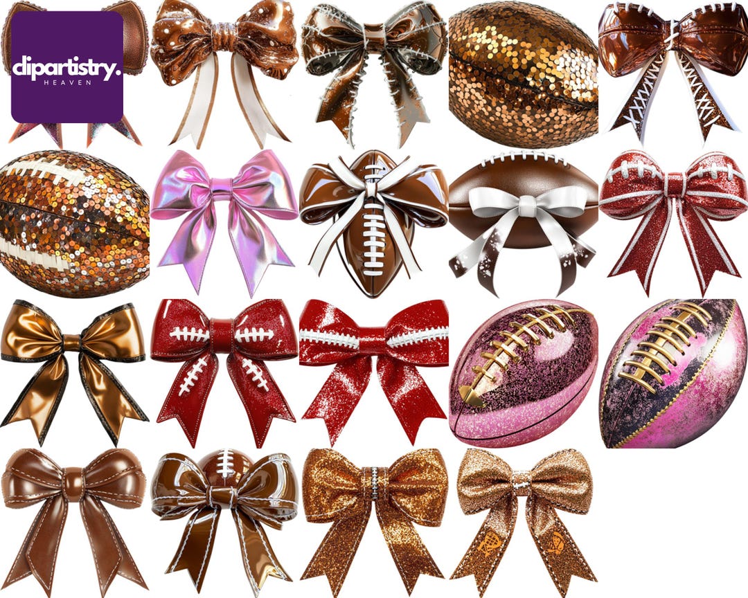 22 Football Clipart PNG for Game Day Sports Bow Designs Digital ...