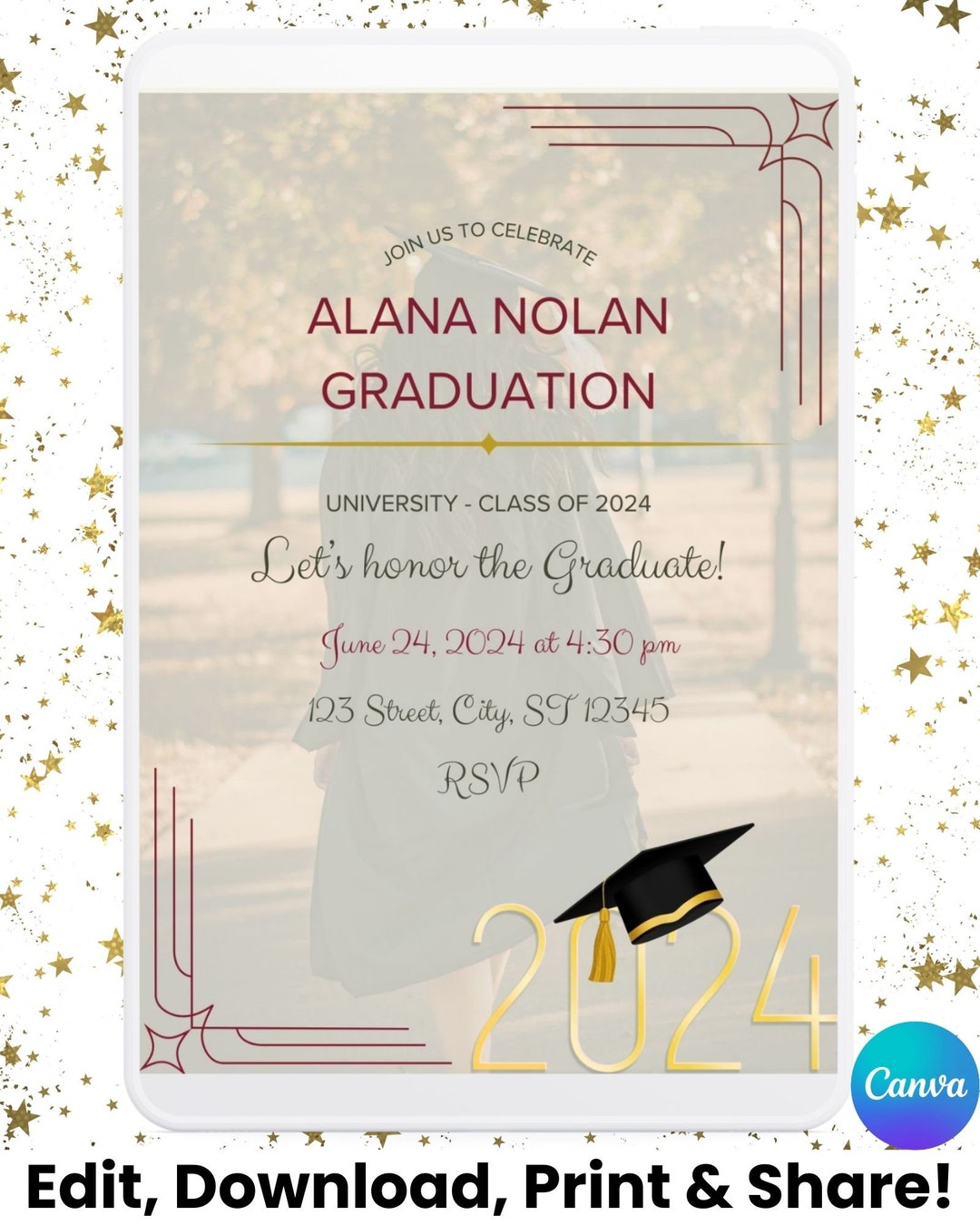Graduation 2024 Invitation, Class of 2024, Graduation Invitation 2024 ...