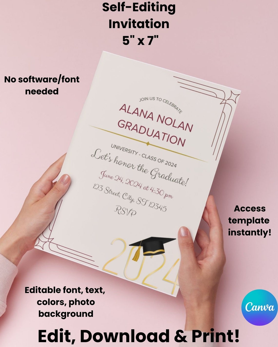 Graduation 2024 Invitation, Class of 2024, Graduation Invitation 2024 ...