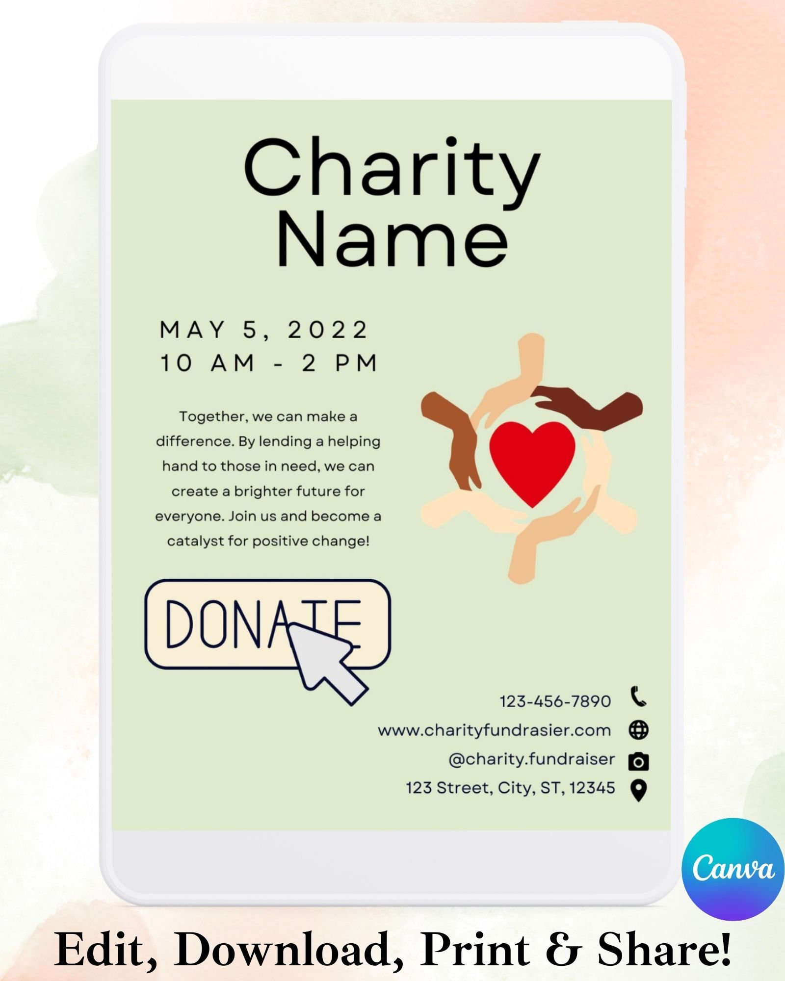 Editable Donation Flyer, Editable Charity Flyer, Editable Fundraiser ...