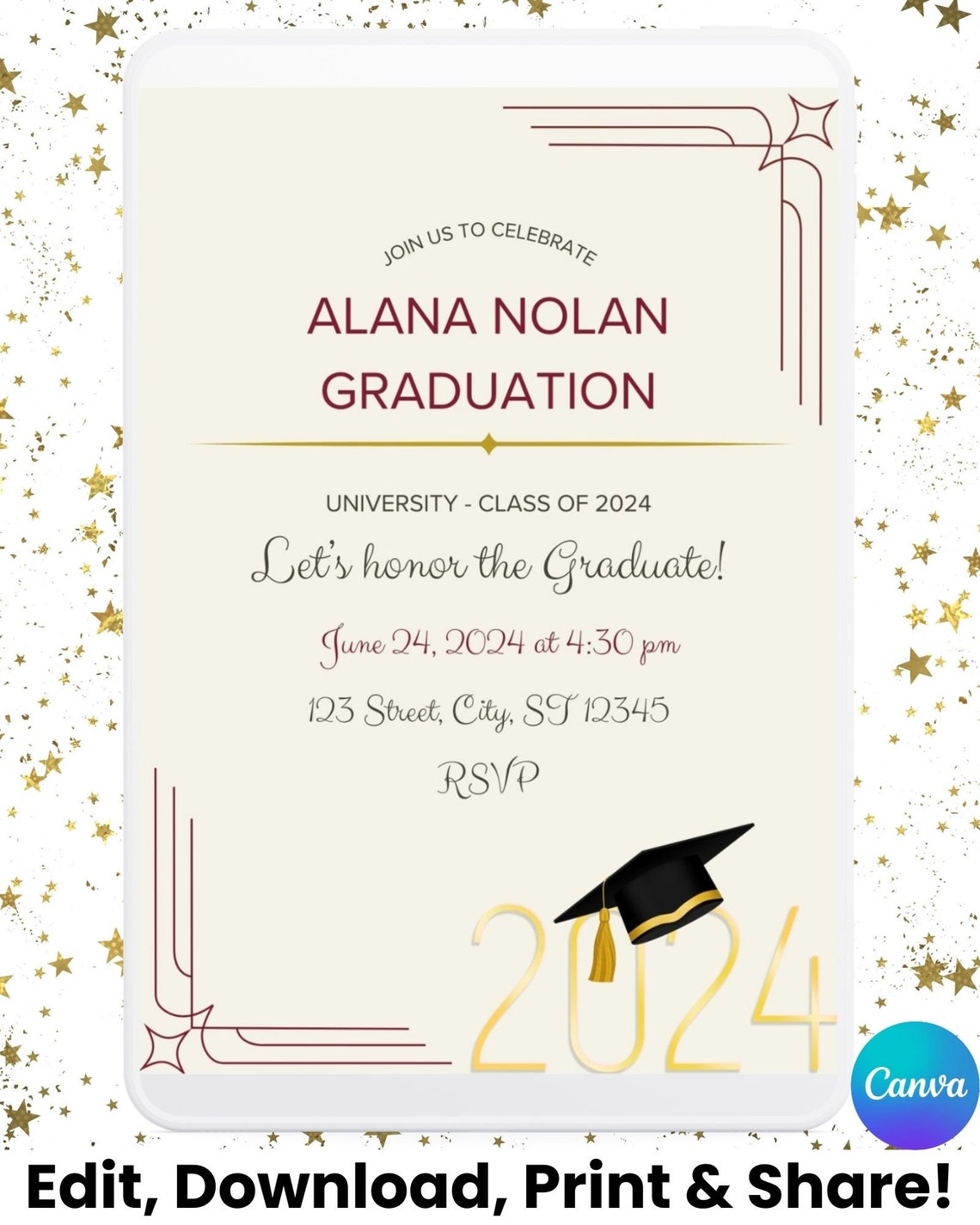 Graduation 2024 Invitation, Class of 2024, Graduation Invitation 2024 ...