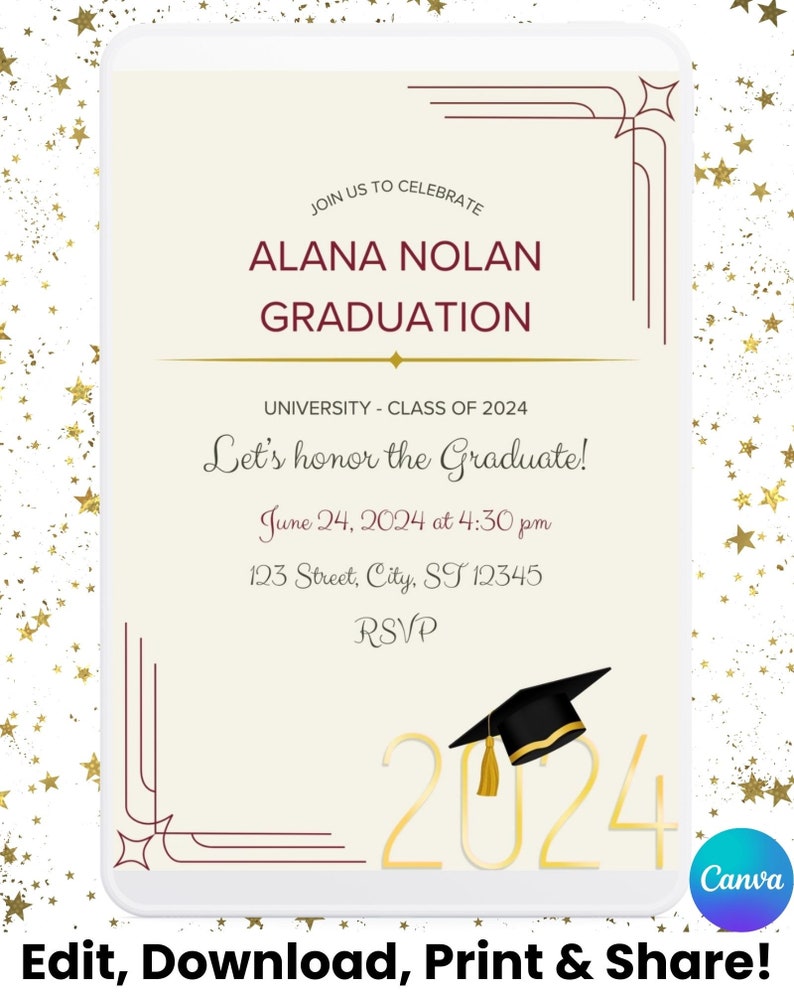 Graduation 2024 Invitation, Class of 2024, Graduation Invitation 2024 ...