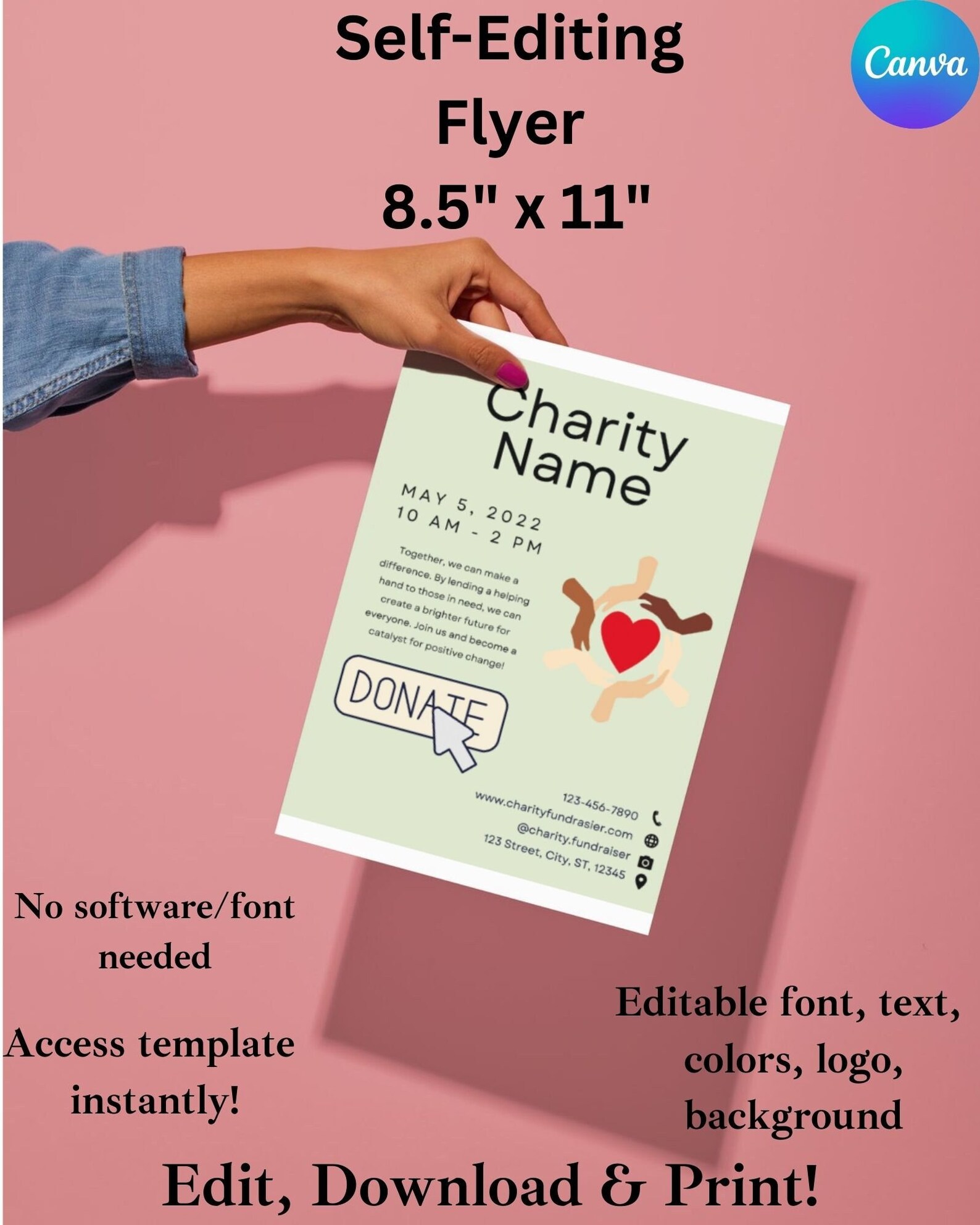 Editable Donation Flyer, Editable Charity Flyer, Editable Fundraiser ...