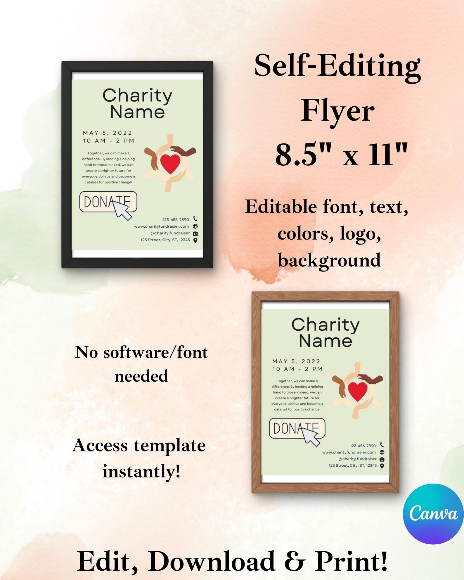 Editable Donation Flyer, Editable Charity Flyer, Editable Fundraiser ...