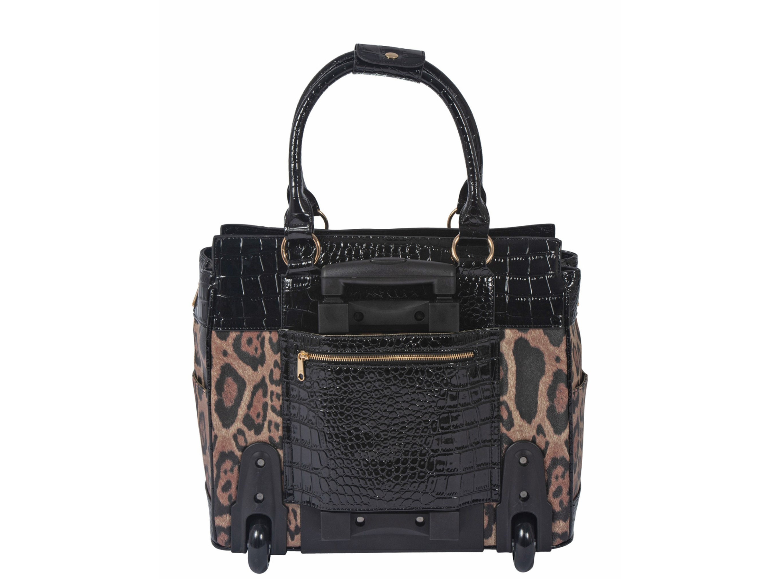 Stylish Leopard Print Ladies Rolling Laptop Bag Trendy Rolling ...