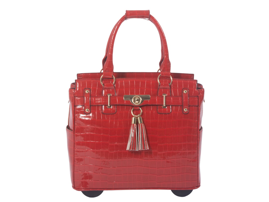 Rio Red Patent Laptop Bag With Wheels Fits 1317 Laptop, Versatile Carry ...