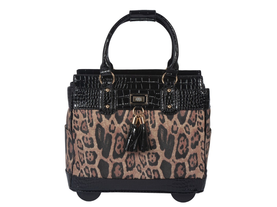 Stylish Leopard Print Ladies Rolling Laptop Bag Trendy Rolling ...
