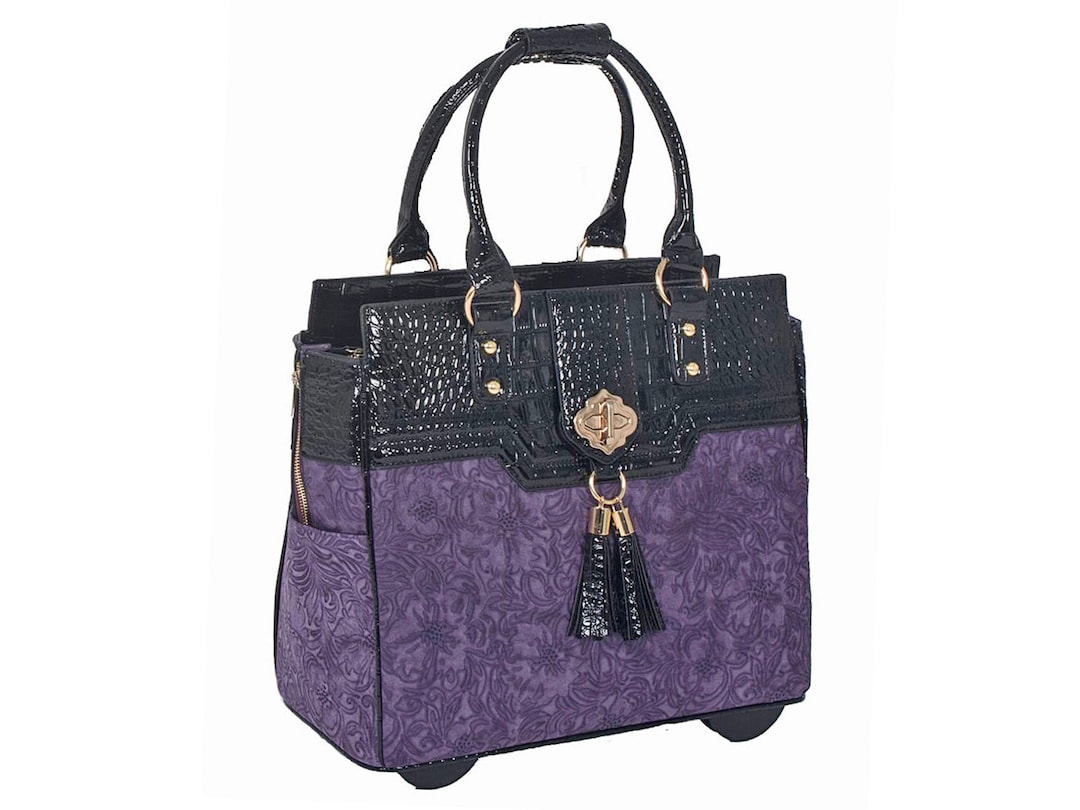 Womens Computer Work Bag Purple Rolling Briefcase Fits 1317 Laptop ...