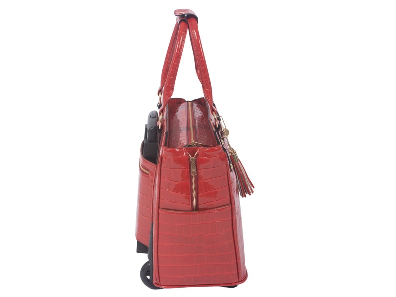 Rio Red Patent Laptop Bag With Wheels Fits 1317 Laptop, Versatile Carry ...