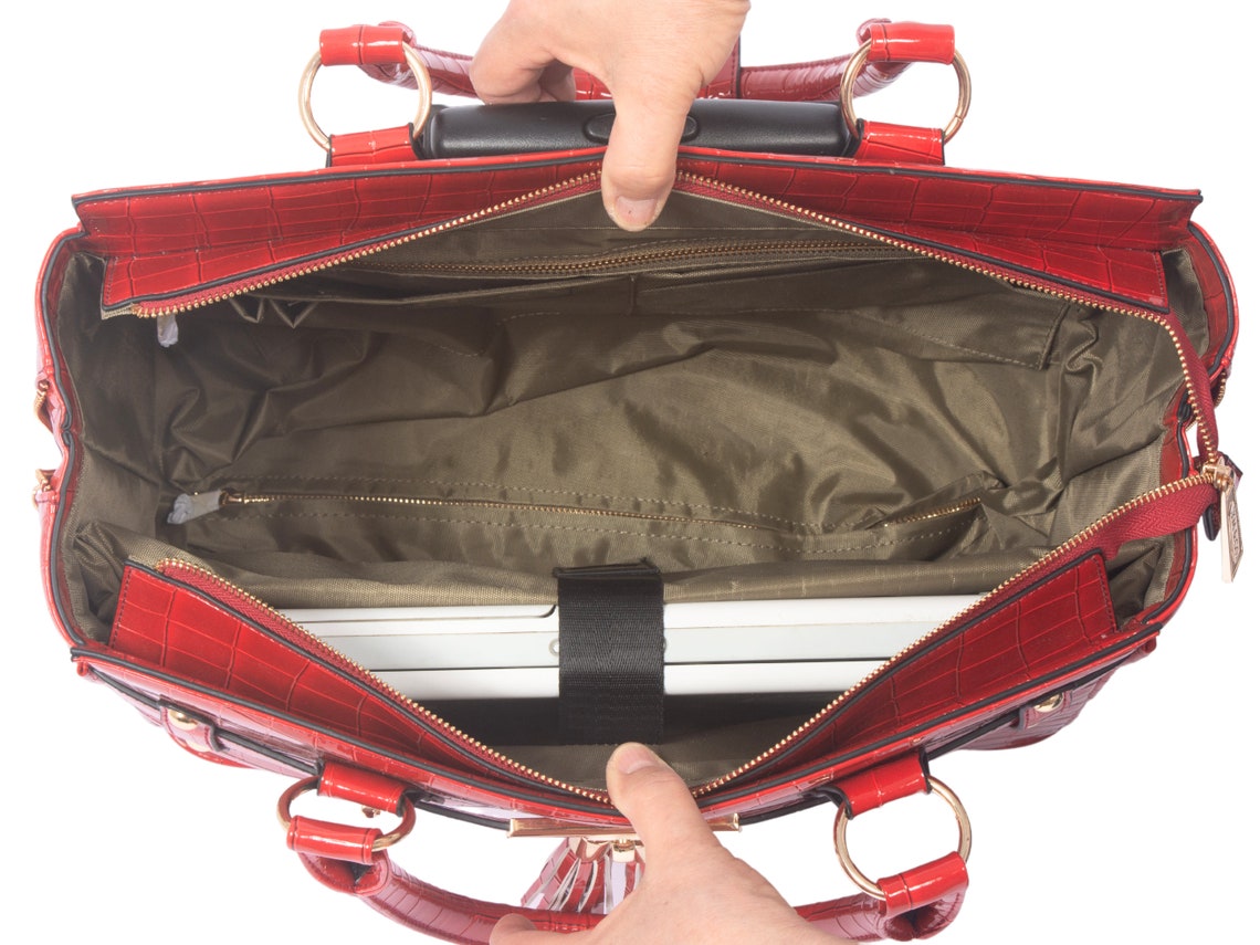 Rio Red Patent Laptop Bag With Wheels Fits 1317 Laptop, Versatile Carry ...