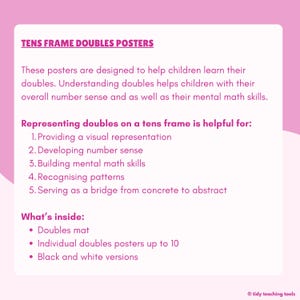 Tens Frame Doubles Facts | Bright Rainbow Posters - Etsy