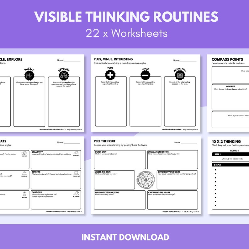 22 X Visible Thinking Routines Worksheets | Cultures of Thinking - Etsy