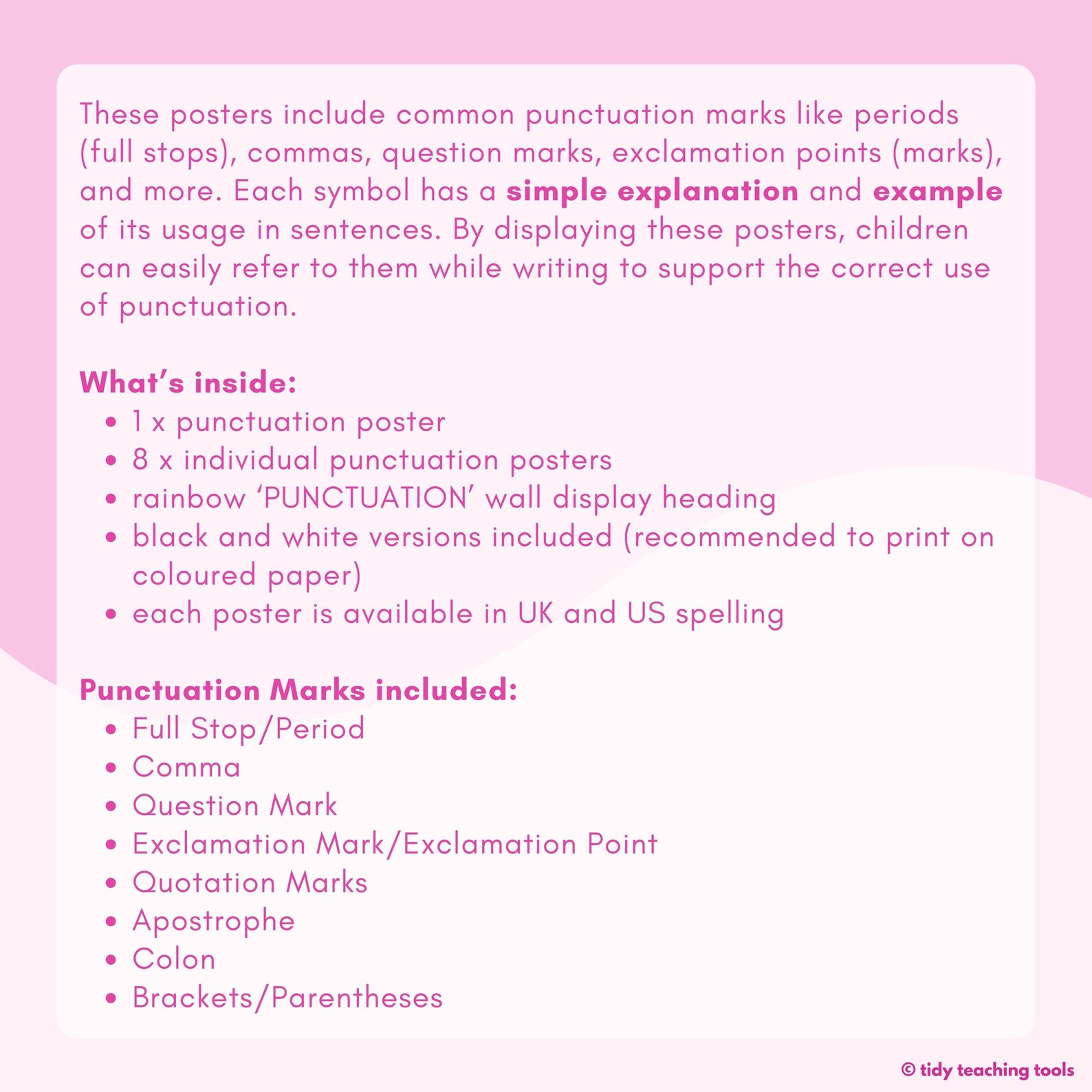 8 X Types of Punctuation Posters - Etsy