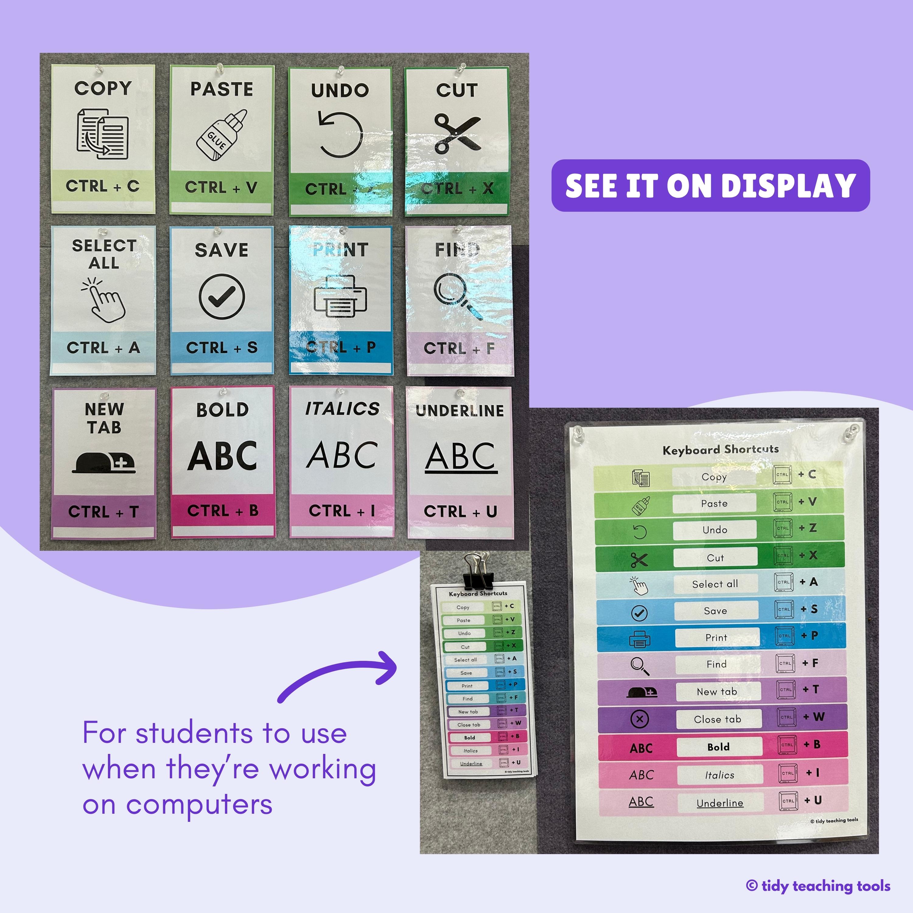 Computer Shortcut Posters + Individual Cards | 13 X Shortcuts - Etsy