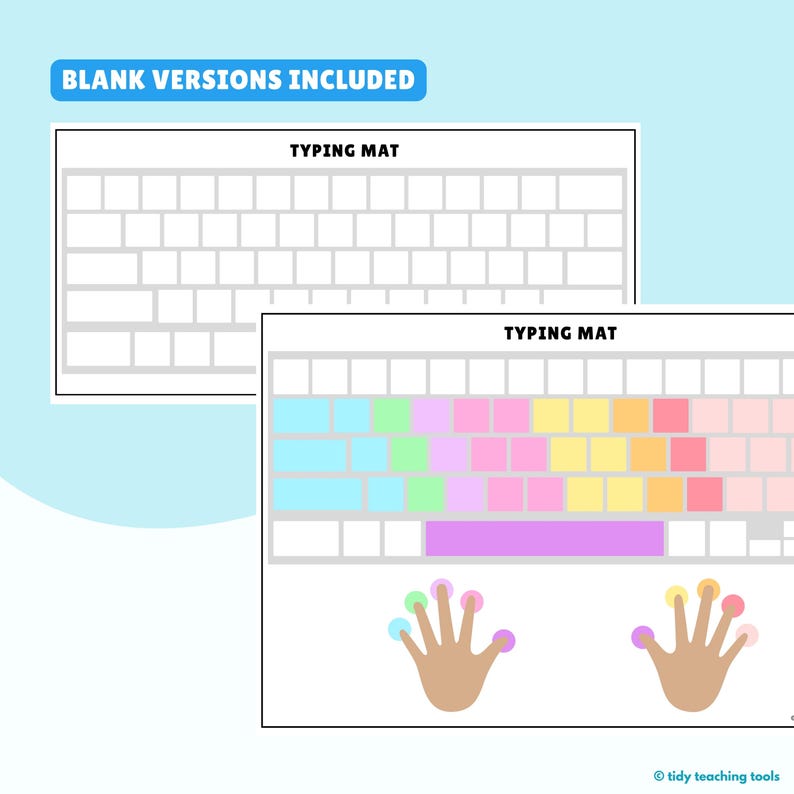 Editable and Printable Typing Mat for Kids | Keyboard Finger Placement ...