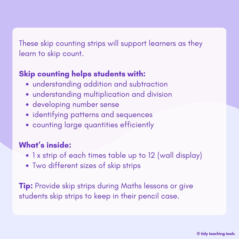 Skip Counting | Wall Display + Strips - Etsy