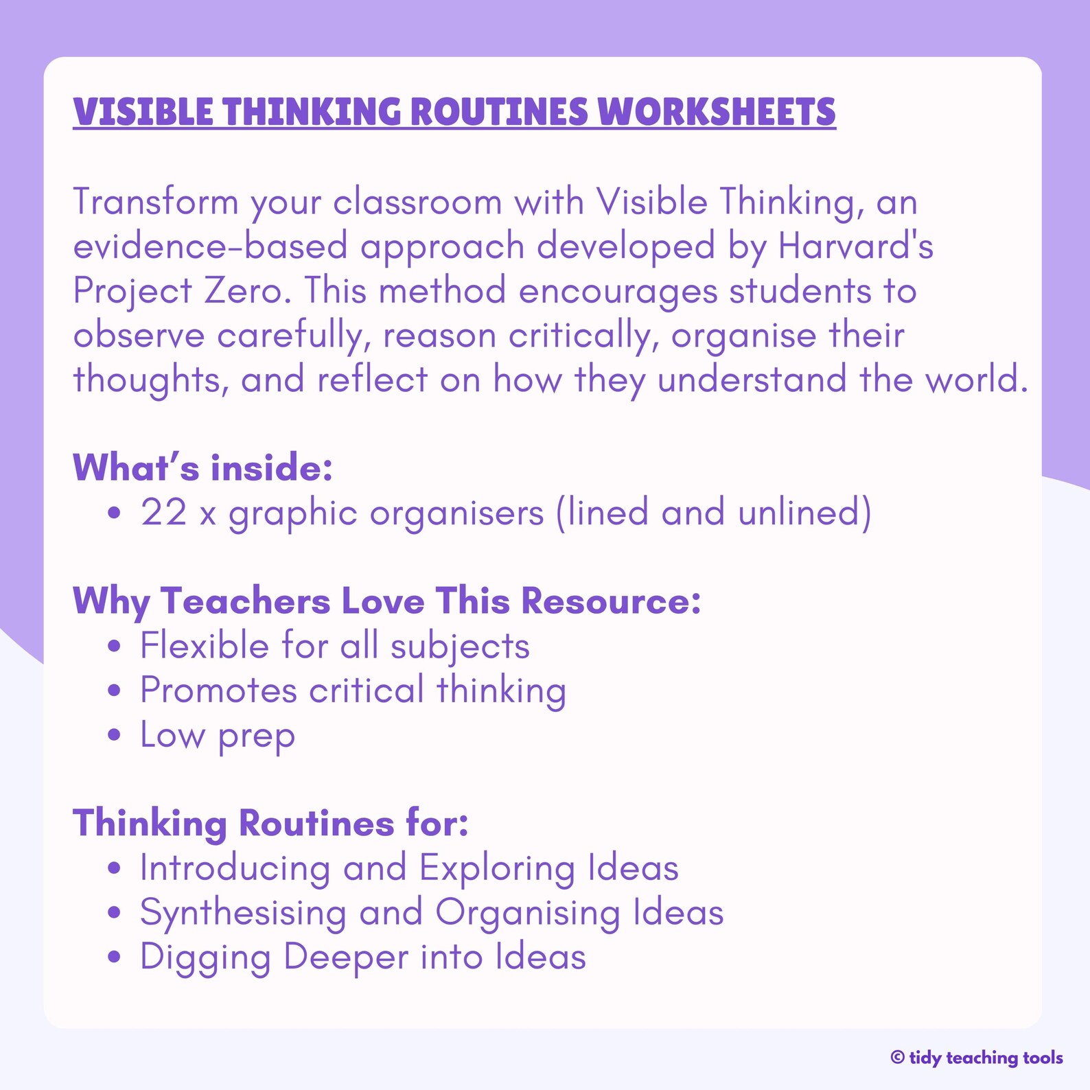 22 X Visible Thinking Routines Worksheets | Cultures of Thinking - Etsy