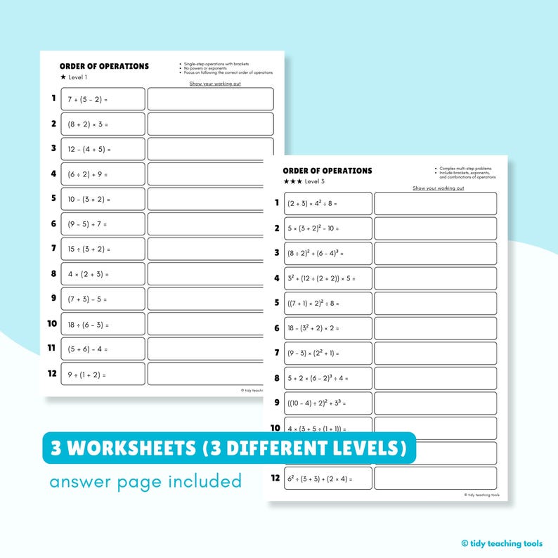 BODMAS, BIDMAS + PEMDAS | Order of Operations Poster and Worksheets - Etsy