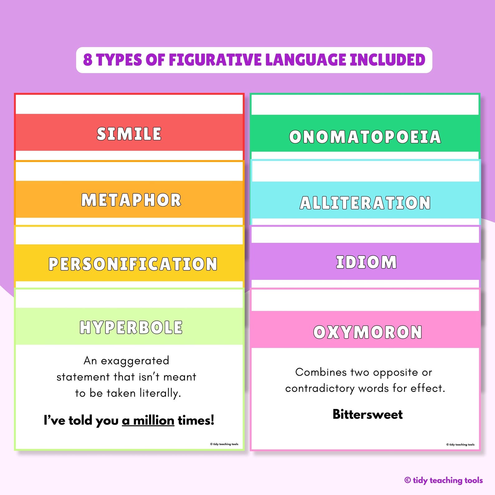 8 Figurative Language Posters for Classroom Display | Simile, Metaphor ...