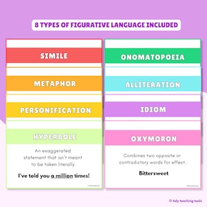 8 Figurative Language Posters for Classroom Display | Simile, Metaphor ...