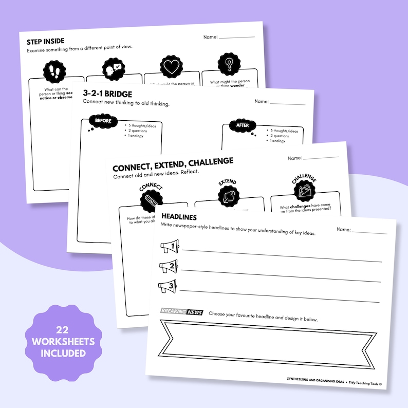 22 X Visible Thinking Routines Worksheets | Cultures of Thinking - Etsy