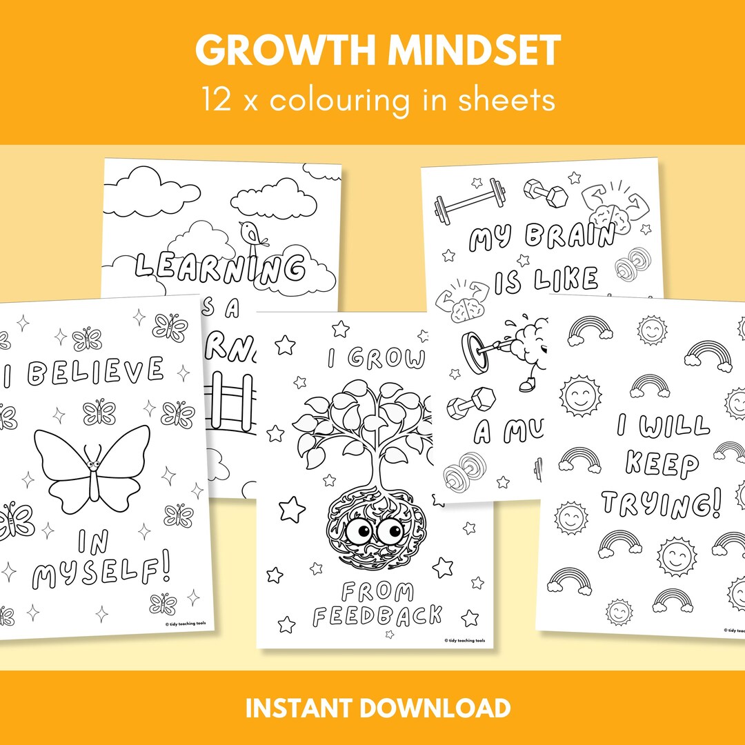 12 X Growth Mindset Colouring In - Etsy