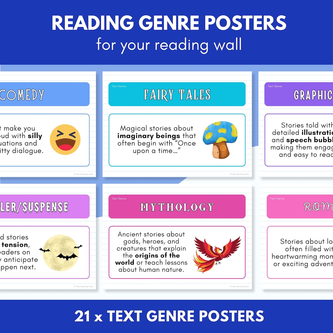 21 X Reading (literary) Genre Posters | Classroom Display - Etsy