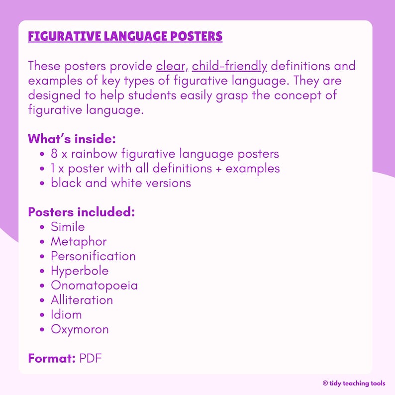 8 Figurative Language Posters for Classroom Display | Simile, Metaphor ...