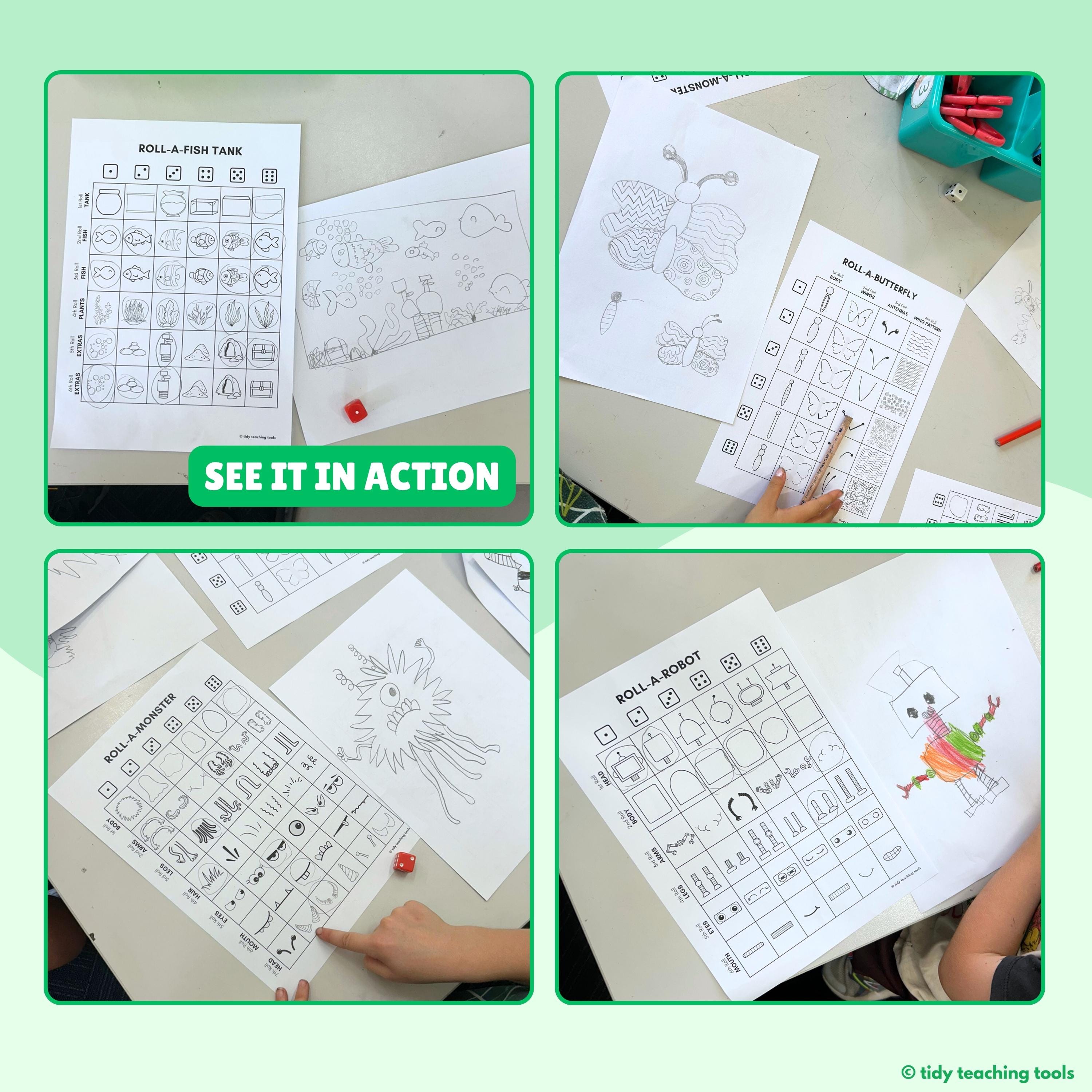 7 X Build a Picture / Roll and Draw (no Prep Drawing Activity) - Etsy