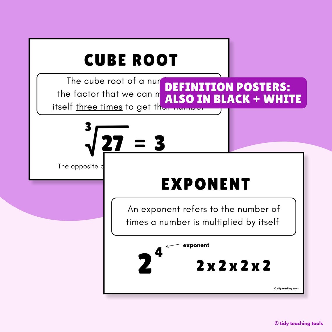 Square and Cube Root Posters | Exponents & Inverse Operations - Etsy