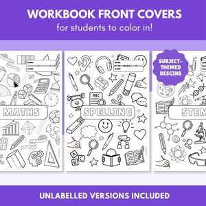 Editable Printable Workbook Covers for Students | Colour-in Subject ...