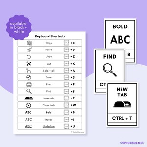 Computer Shortcut Posters Individual Cards 13 X Shortcuts - Etsy