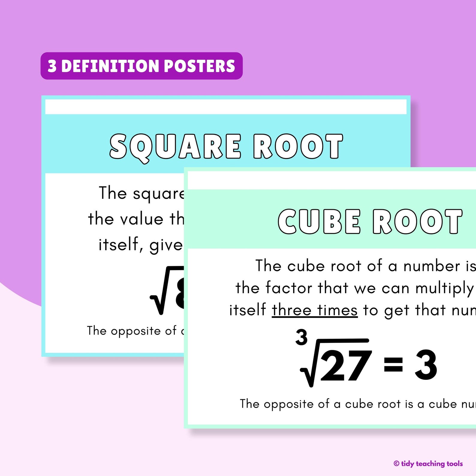 Square and Cube Root Posters | Exponents & Inverse Operations - Etsy