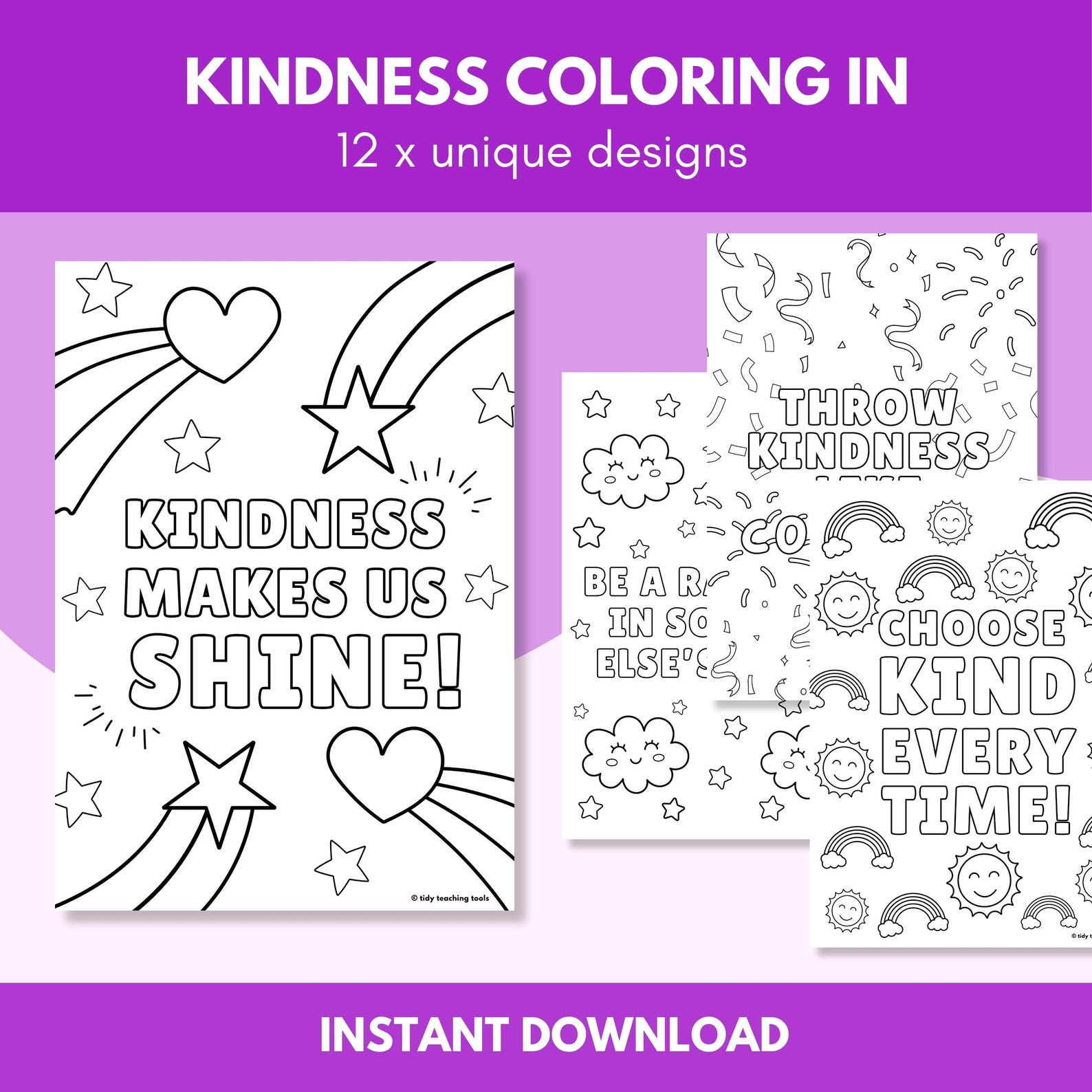 12 X Kindness Coloring in Sheets - Etsy