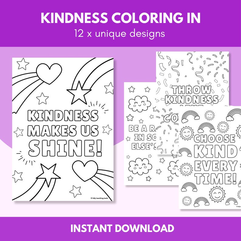 12 X Kindness Coloring in Sheets - Etsy