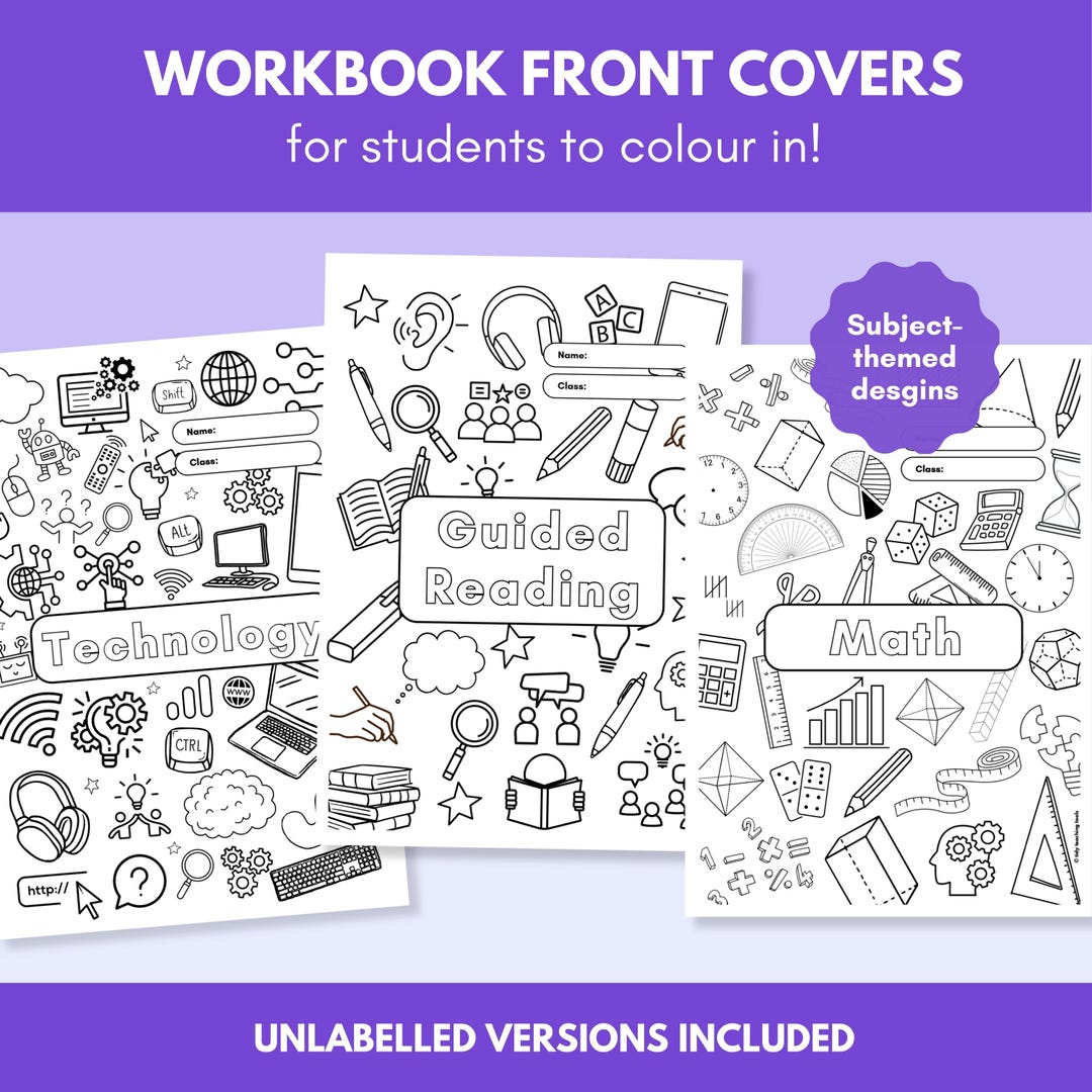 Workbook Front Covers | Designed to Be Coloured In - Etsy