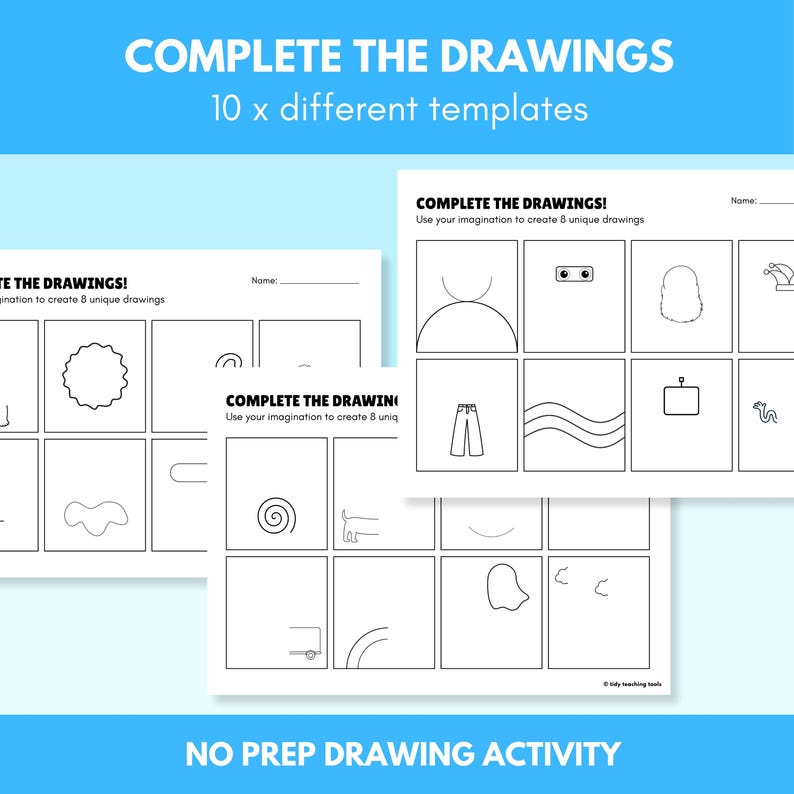 Complete the Drawings | NO PREP Creative Activity (80 X Mini Picture ...