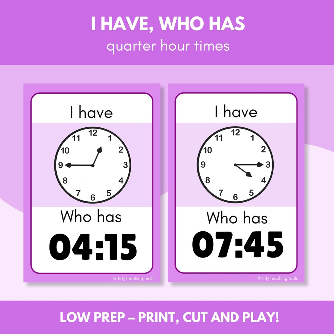 I Have, Who Has | Quarter Past and Quarter To - Etsy