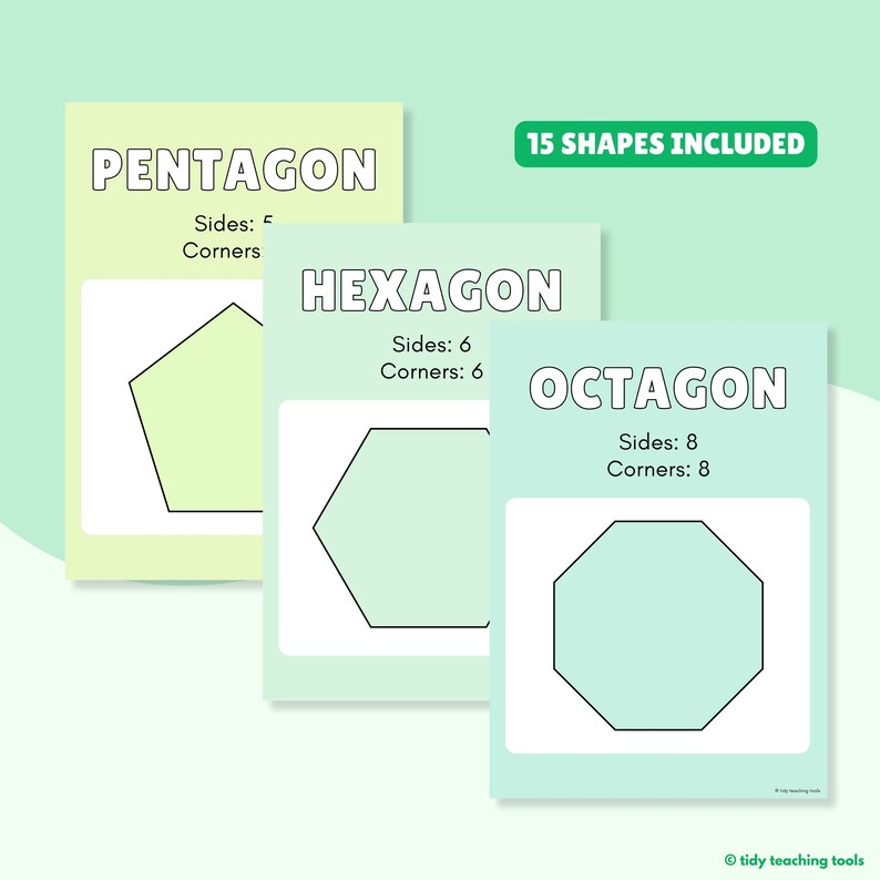 2D Shape Posters Including Features (attributes) | Pastel Rainbow or ...