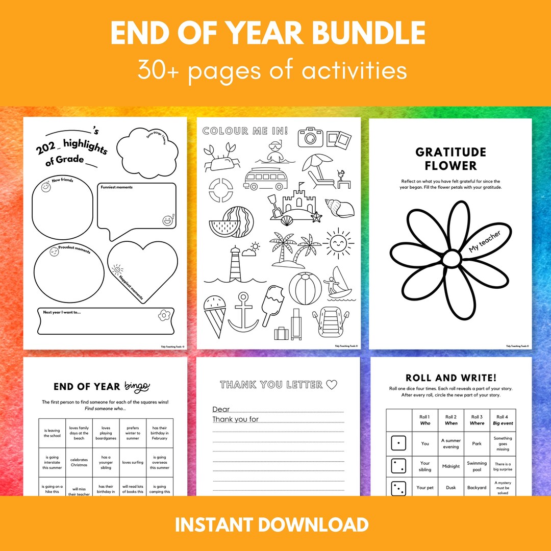 End of Year Activities Bundle | 30+ Pages - Etsy