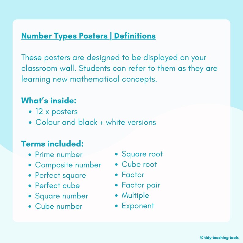 Number Types Posters | 12 X Terms - Etsy