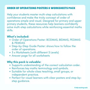 BODMAS, BIDMAS + PEMDAS | Order of Operations Poster and Worksheets - Etsy