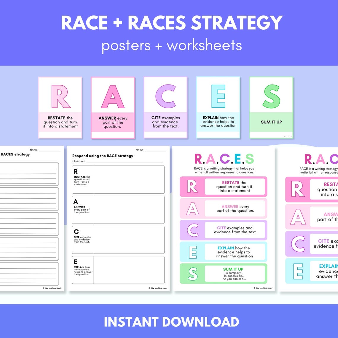 RACE and RACES | Posters + Worksheets - Etsy