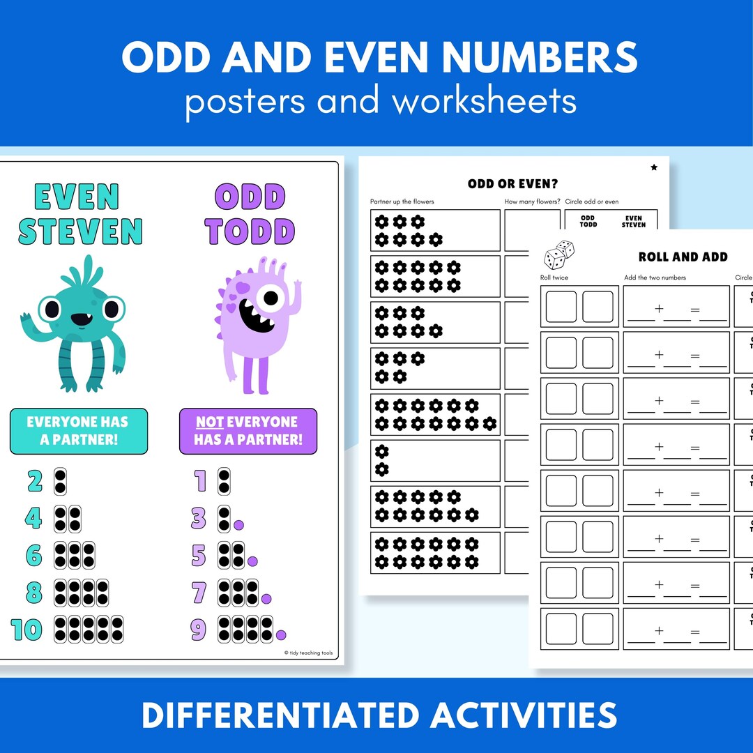 Odd Todd and Even Steven Posters and Worksheets - Etsy