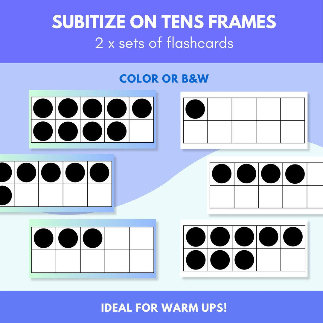 Subitizing Flash Cards on Tens Frames - Etsy