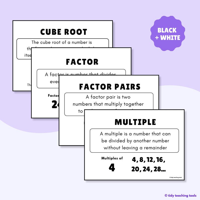Number Types Posters | 12 X Terms (pastel Rainbow or B&W) - Etsy Australia