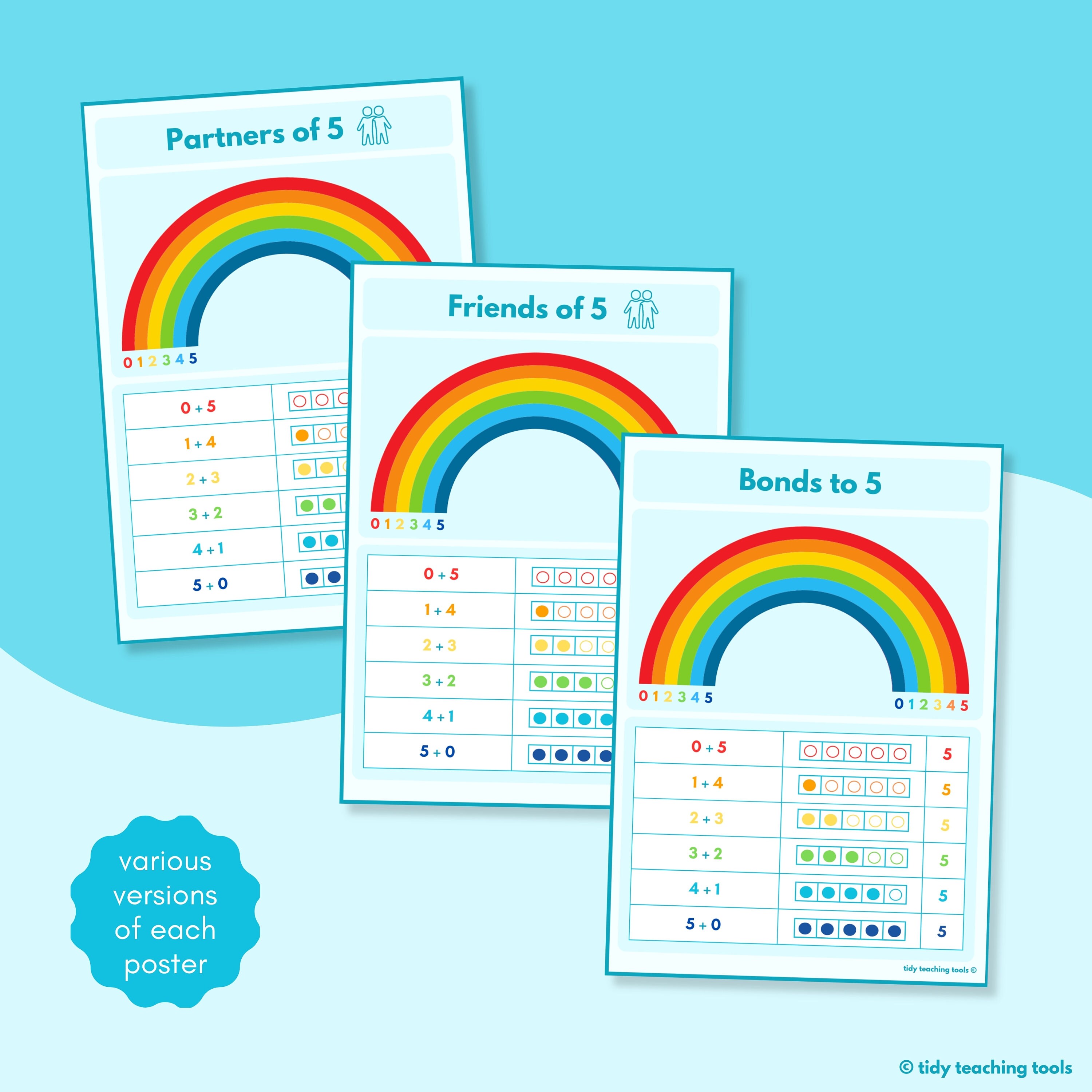 Number Bonds Posters 5, 10, 20 and 100 - Etsy