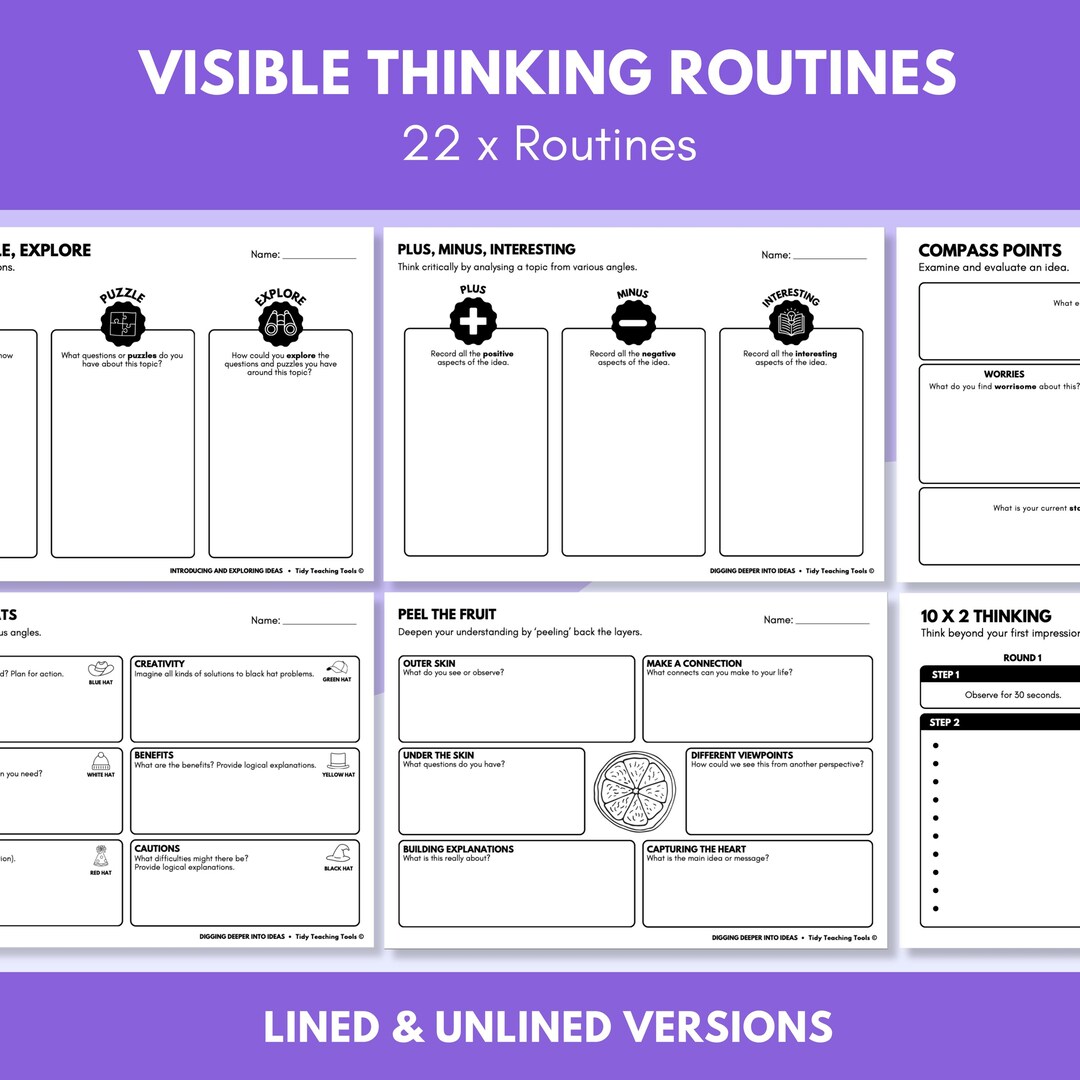 22 X Visible Thinking Routines Worksheets | Cultures of Thinking - Etsy
