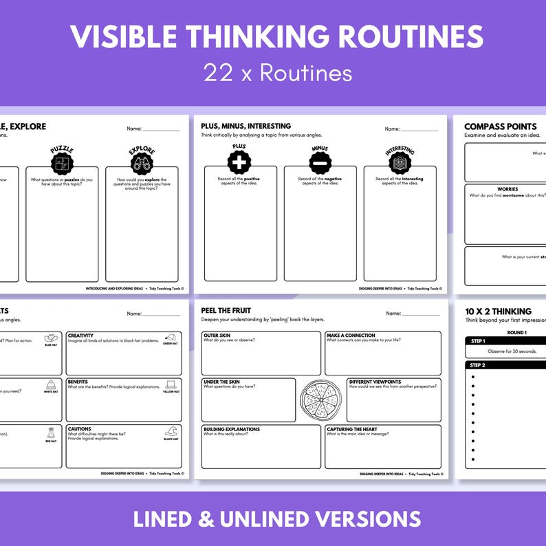 22 X Visible Thinking Routines Worksheets | Cultures of Thinking - Etsy