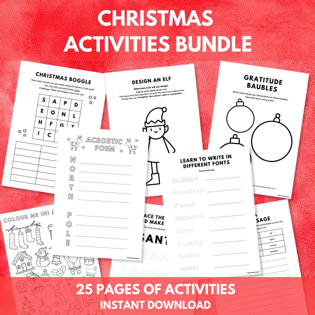 Christmas Activities Bundle 25 Pages - Etsy